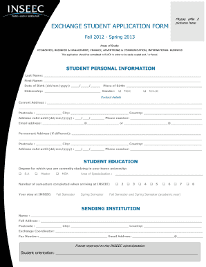 Fillable Online Exchange student application form - RWTH AACHEN UNIVERSITY ... Fax Email Print ...