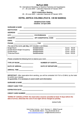 Fillable Online lnf infn Hotel Antica Colonia Reservation Form - LNF ...