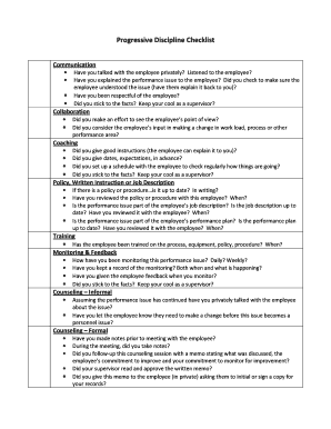Fillable Online wm Progressive Discipline Checklist Fax Email Print ...