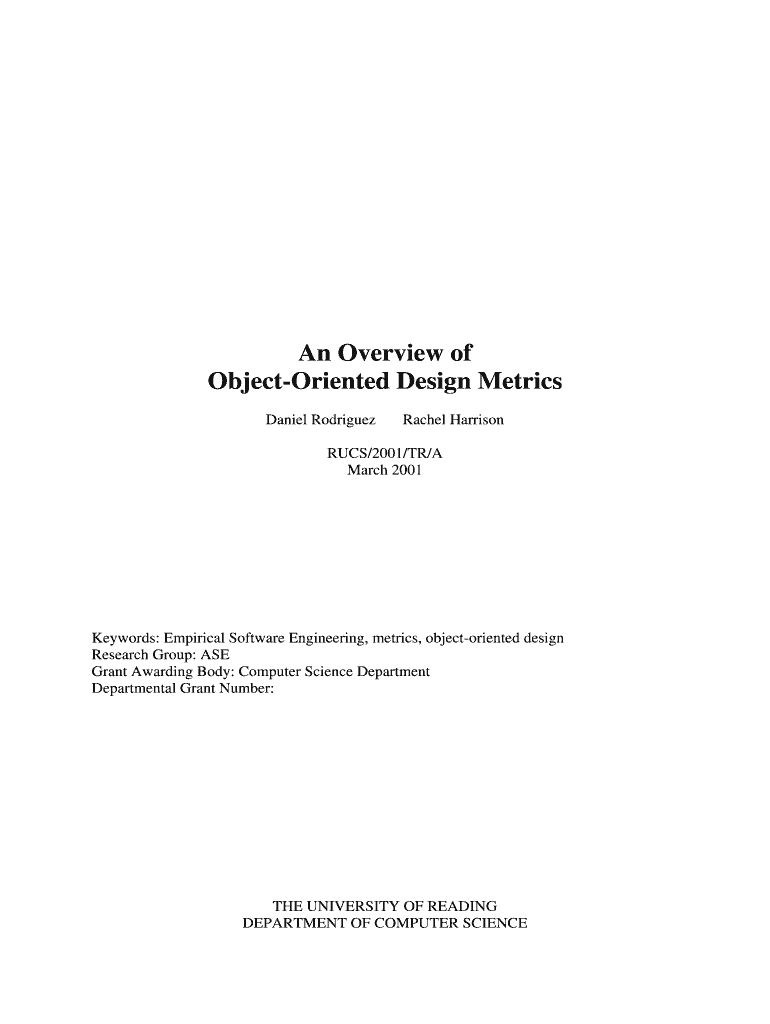 Fillable Online Object Oriented Design Metrics Fax Email Print Pdffiller