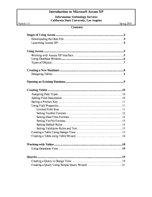 Fillable Online Introduction to Microsoft Access XP Fax Email Print ...