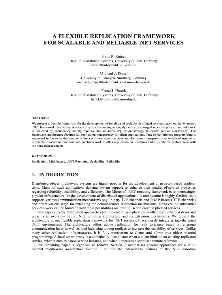 Fillable Online A Flexible Replication Framework Fax Email Print Pdffiller