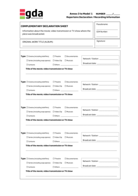 Fillable Online gda Annex 3 to Model 1 Repertoire Declaration ...