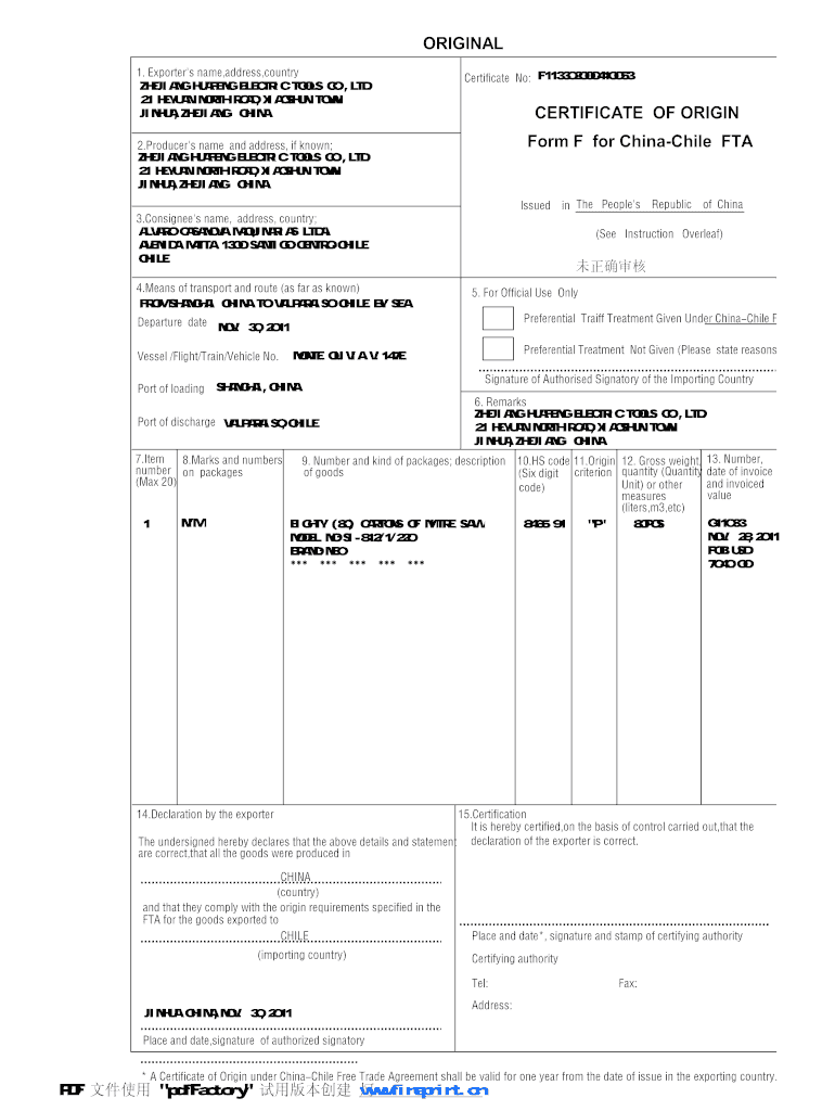 Certificate Of Origin Fill Out Sign Online DocHub