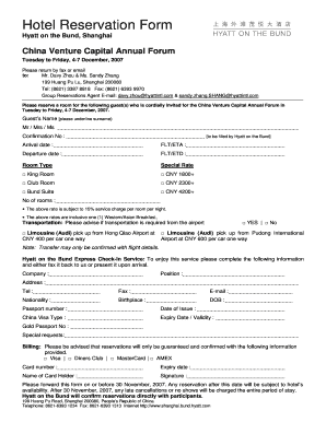 Fillable Online Hyatt on the Bund, Shanghai Fax Email Print - pdfFiller