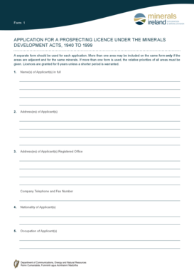 Fillable Online Prospecting Licence Application Form - Minerals Ireland Fax Email Print - pdfFiller