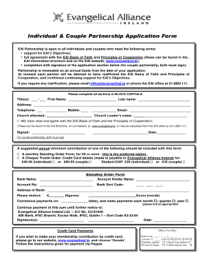 Individual & Couple Partnership Application Form - Evangelical.ie ...