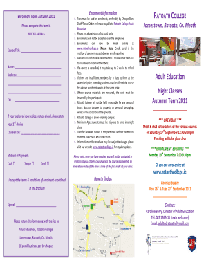 Fillable Online Adult Education Night Classes Autumn Term 2011 - Meath ...