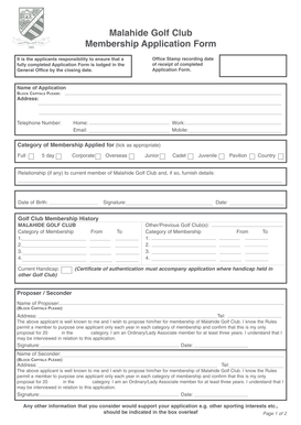 Malahide Golf Club Membership Fees - Fill Online, Printable, Fillable ...