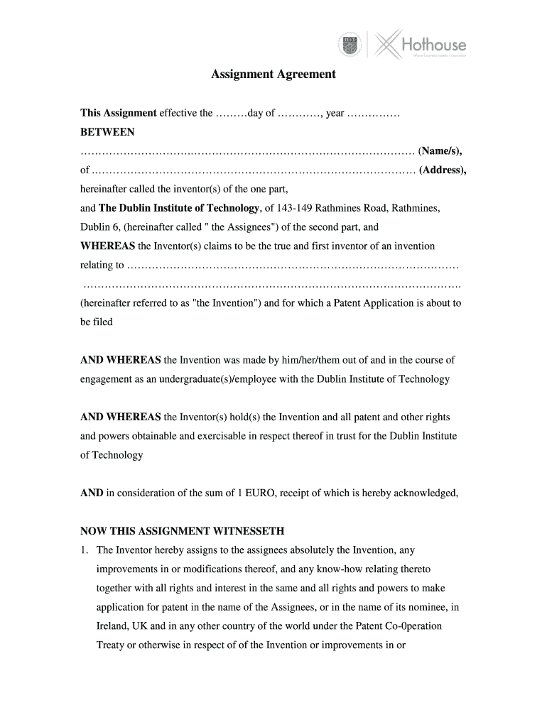 Fillable Online Assignment Agreement Fax Email Print - pdfFiller