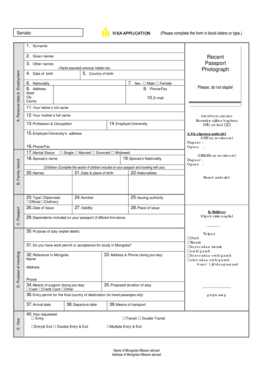 Fillable Online Mongolia application form Fax Email Print - pdfFiller