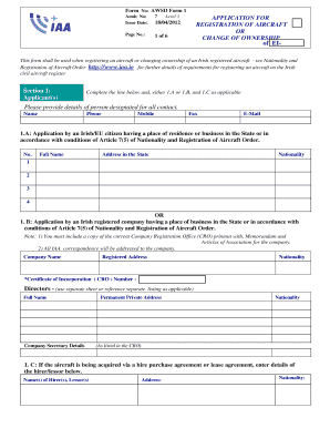 Fillable Online AWSD Form 1 - Irish Aviation Authority Fax Email Print ...