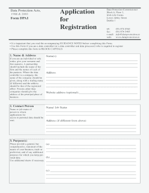 Fillable Online Application for Registration - Data Protection ...