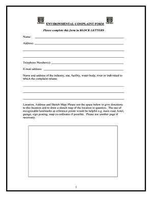 Fillable Online 1 ENVIRONMENTAL COMPLAINT FORM Please ... - Cork City ...