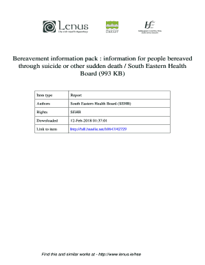 Fillable Online Bereavement information pack : information for people ...