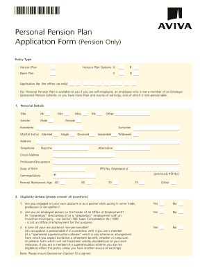 Fillable Online financialarchitects Aviva PPP Application form ...