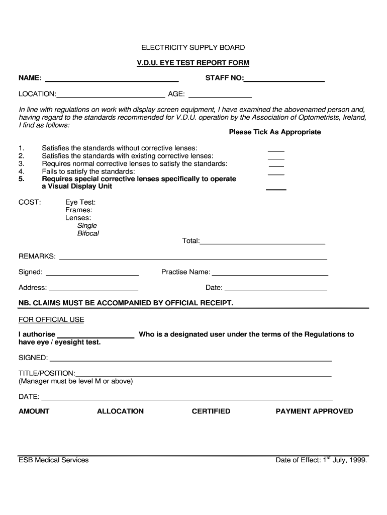 Printable Eye Exam Form Template Printable Templates