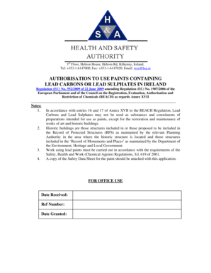 Fillable Online hsa Application form for authorisation to use lead ...