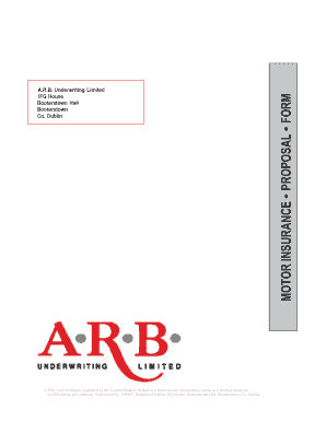 Fillable Online arb arb underwriting limited proposal forms motor Fax ...