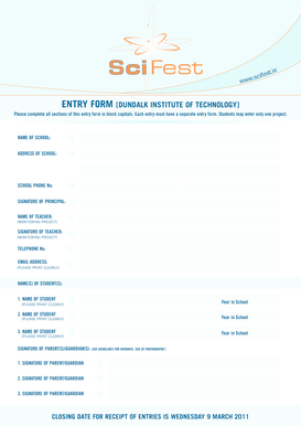 Fillable Online scifest Entry form dundalk institute of technology ...