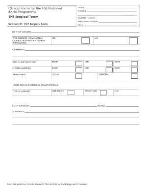 Fillable Online mdt Theatre BAHA Clinical Form Fax Email Print - pdfFiller