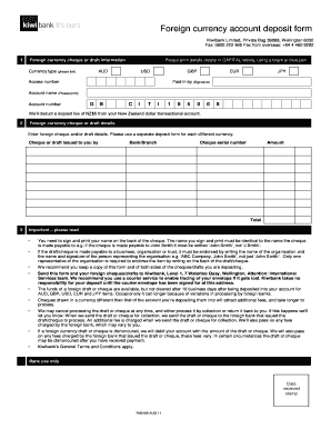Fillable Online 0BForeign currency account deposit form - Kiwibank Fax ...