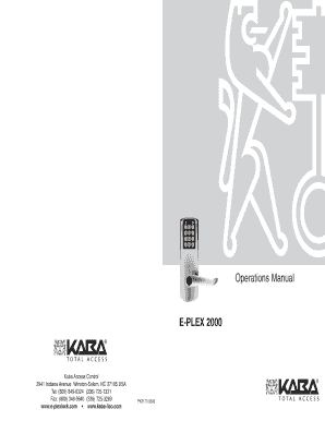 Fillable Online kaba co Operations Manual E-PLEX 2000 - Kaba New Zealand - kaba co Fax Email ...