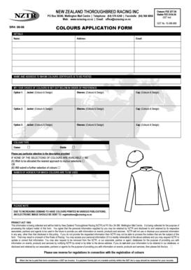 Fillable Online nzracing co New zealand thoroughbred racing inc colours ...