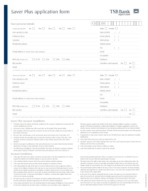 Fillable Online Saver Plus application form - TSB Bank Fax Email Print ...