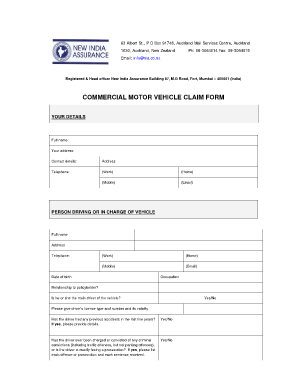 Fillable Online COMMERCIAL MOTOR VEHICLE CLAIM FORM - Exclusive ...
