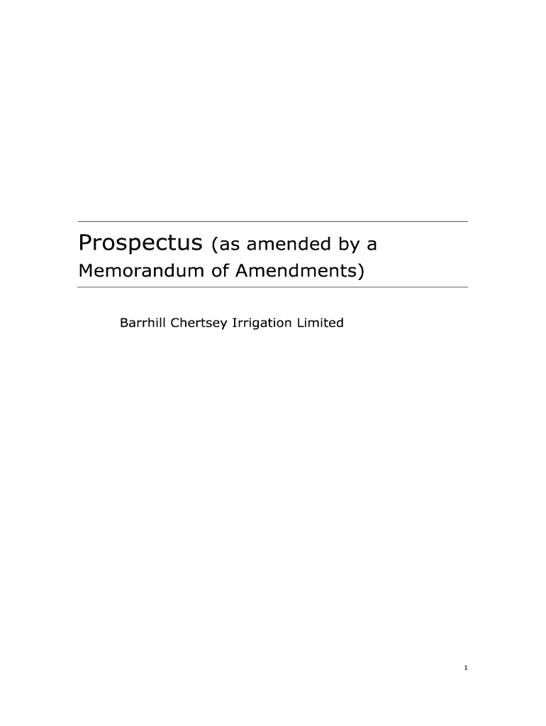 Fillable Online bciwater co Prospectus (as amended by a Memorandum of ...