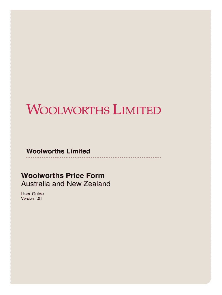 Fillable Online Woolworths Price Form User Guide Fax Email Print ...