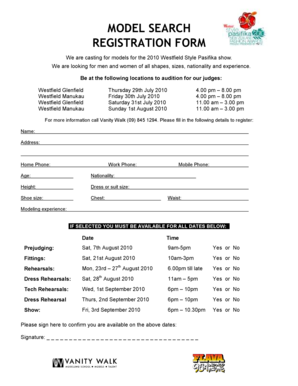 Fillable Online final model reg form 2010.doc Fax Email Print - pdfFiller