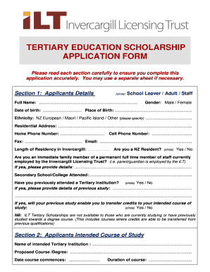 Fillable Online Tertiary education scholarship application form ...