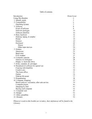 Fillable Online Table of contents - CBX Corporation Fax Email Print ...
