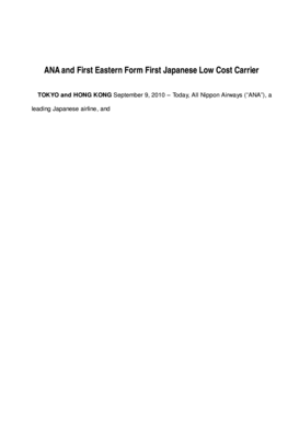 Fillable Online ana co ANA and First Eastern Form First Japanese Low ...