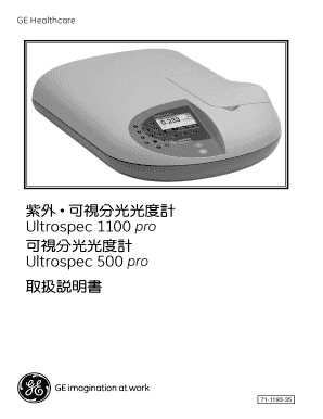 Fillable Online Ultrospec 1100 & 500 pro Spectrophotometer - GE ...