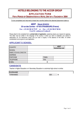 Fillable Online Hotels belonging to the accor group application form for a ... - Aeht Fax Email ...
