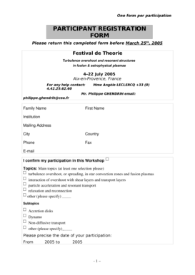 Fillable Online PARTICIPANT REGISTRATION FORM - CEA Fax Email Print ...