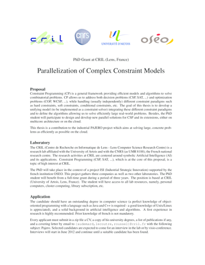Fillable Online Parallelization of Complex Constraint Models - Centre de ... Fax Email Print ...