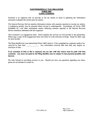PARTNERSHIP/LLC TAX ORGANIZER FORM 1065 ... - WP-RA-usa - Fill and Sign ...