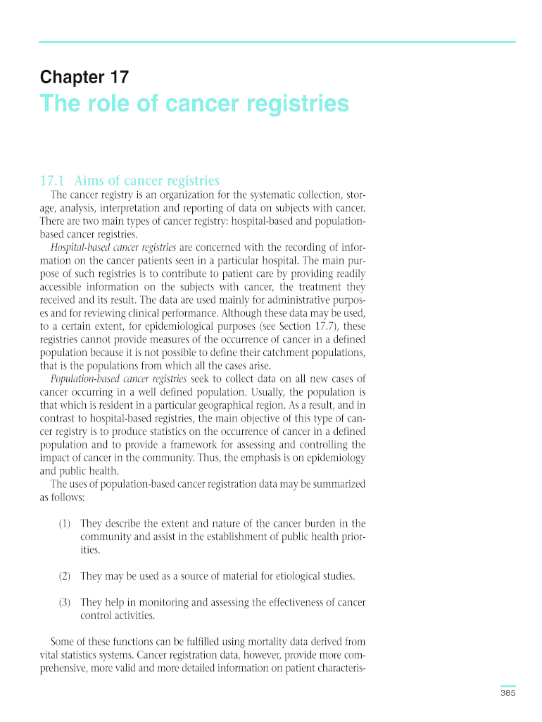 Fillable Online The role of cancer registries Fax Email Print - pdfFiller