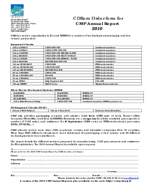 Fillable Online CDRom Order form for CMP Annual Report 2010 Fax Email Print - pdfFiller