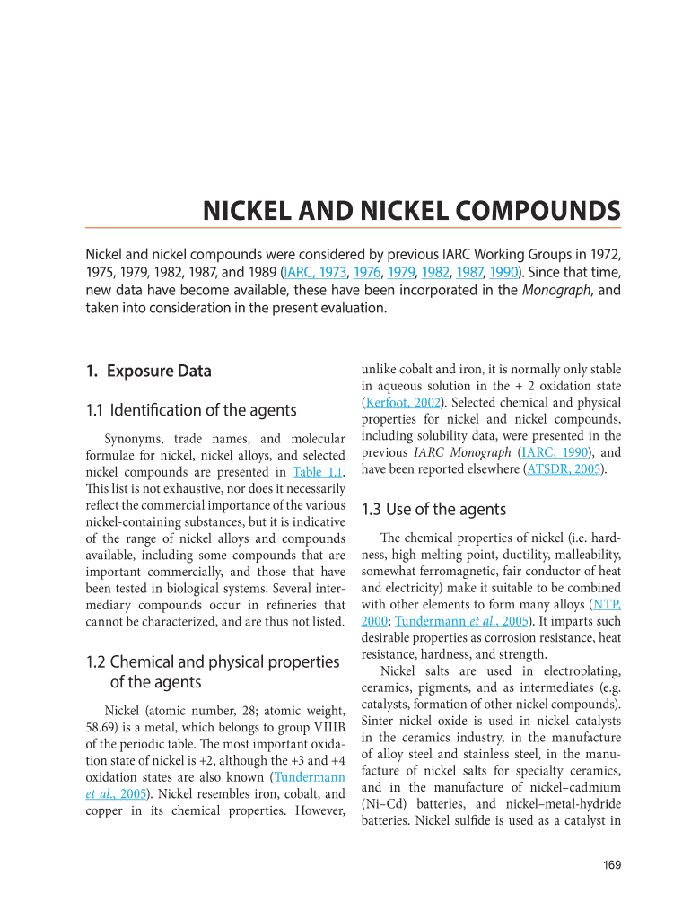 Fillable Online NICKEL AND NICKEL COMPOUNDS Fax Email Print - pdfFiller