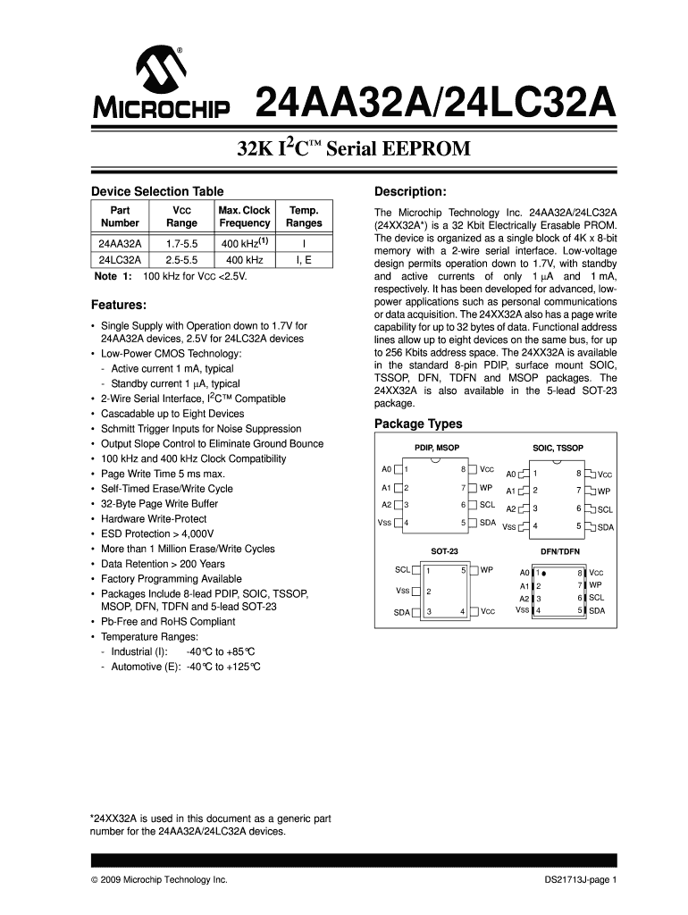 Fillable Online 24AA32A/24LC32A - Free Fax Email Print - pdfFiller