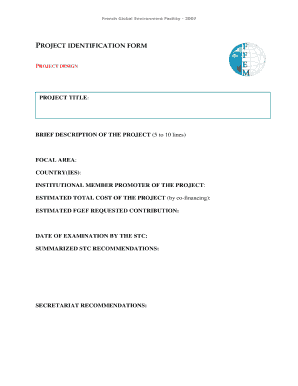 Fillable Online PROJECT IDENTIFICATION FORM - Proparco Fax Email Print ...