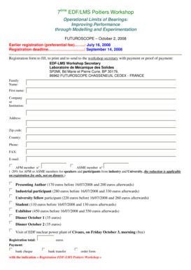Fillable Online Registration - Universit de Poitiers Fax Email Print - pdfFiller