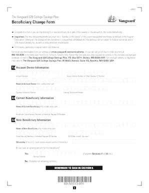 Fillable Online VG 529 Beneficiary Change Form - Vanguard Fax Email ...