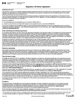 Fillable Online cra-arc gc mail cra regulation 102 waiver form Fax ...