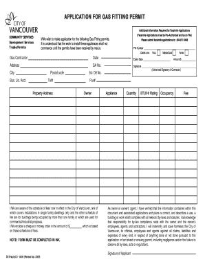 Fillable Online vancouver Application for Gas Fitting Permit - City of ...